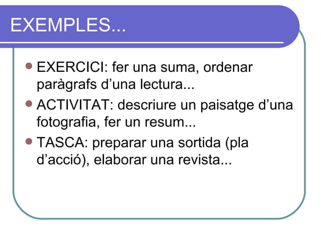 Exercici, Activitat, Tasca | PPT