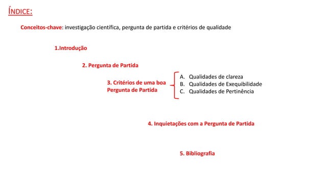 OS CRITÉRIOS DE UMA BOA PERGUNTA DE PARTIDA” | PPT