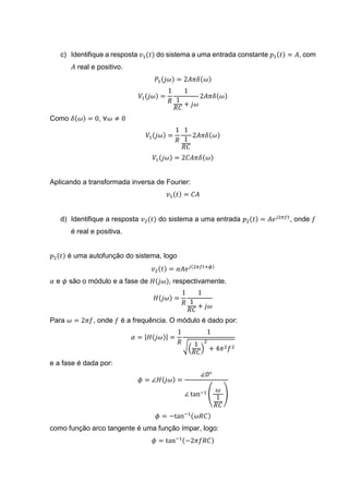 Exercicio 7 transformada de fourier no tempo continuo ii | PDF