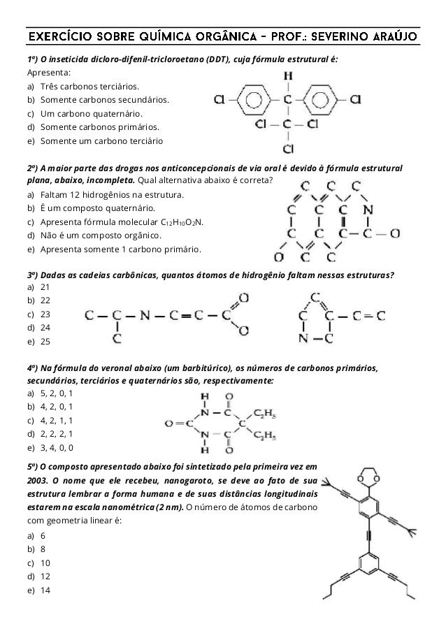 Exercicio de quimica organica