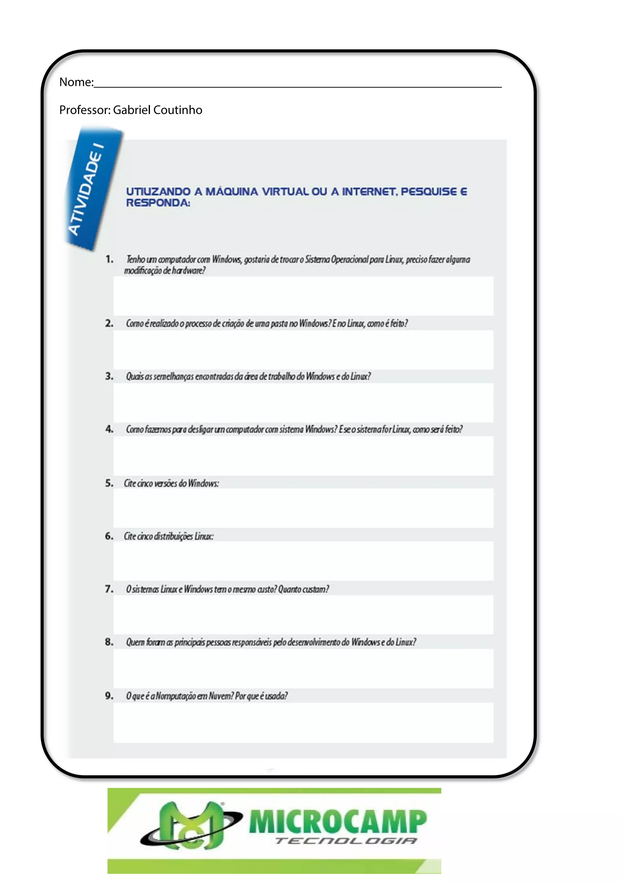 Exercicio quiz windows | PDF