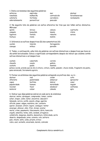 Apéndice e exercicios lexicoloxía | PDF