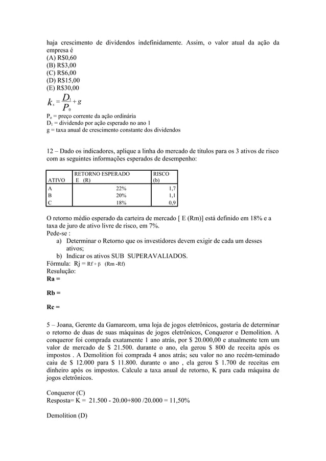 Exercicios basicos para_estudos | PDF
