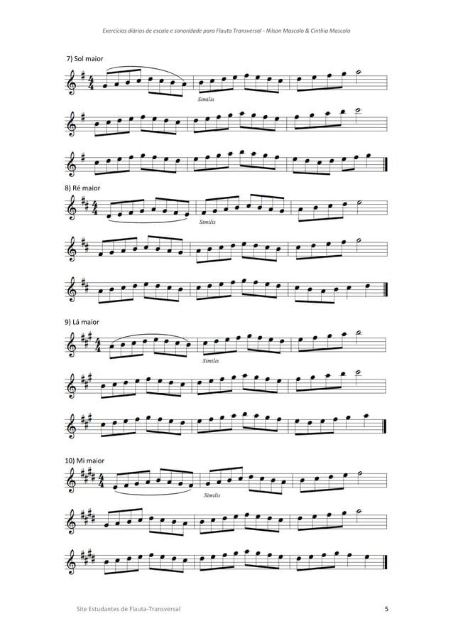 Exercícios diários de escala e sonoridade para flauta transversal ...