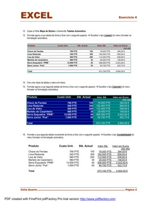 Exercicios excelbasico | PDF