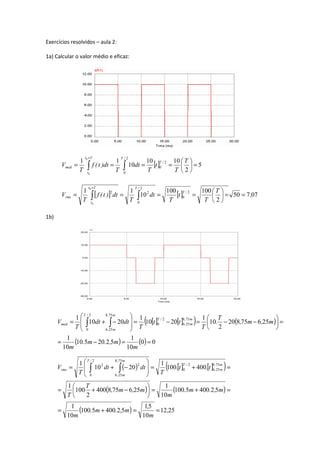 Exercicios resolvidos valor eficaz RMS | PDF
