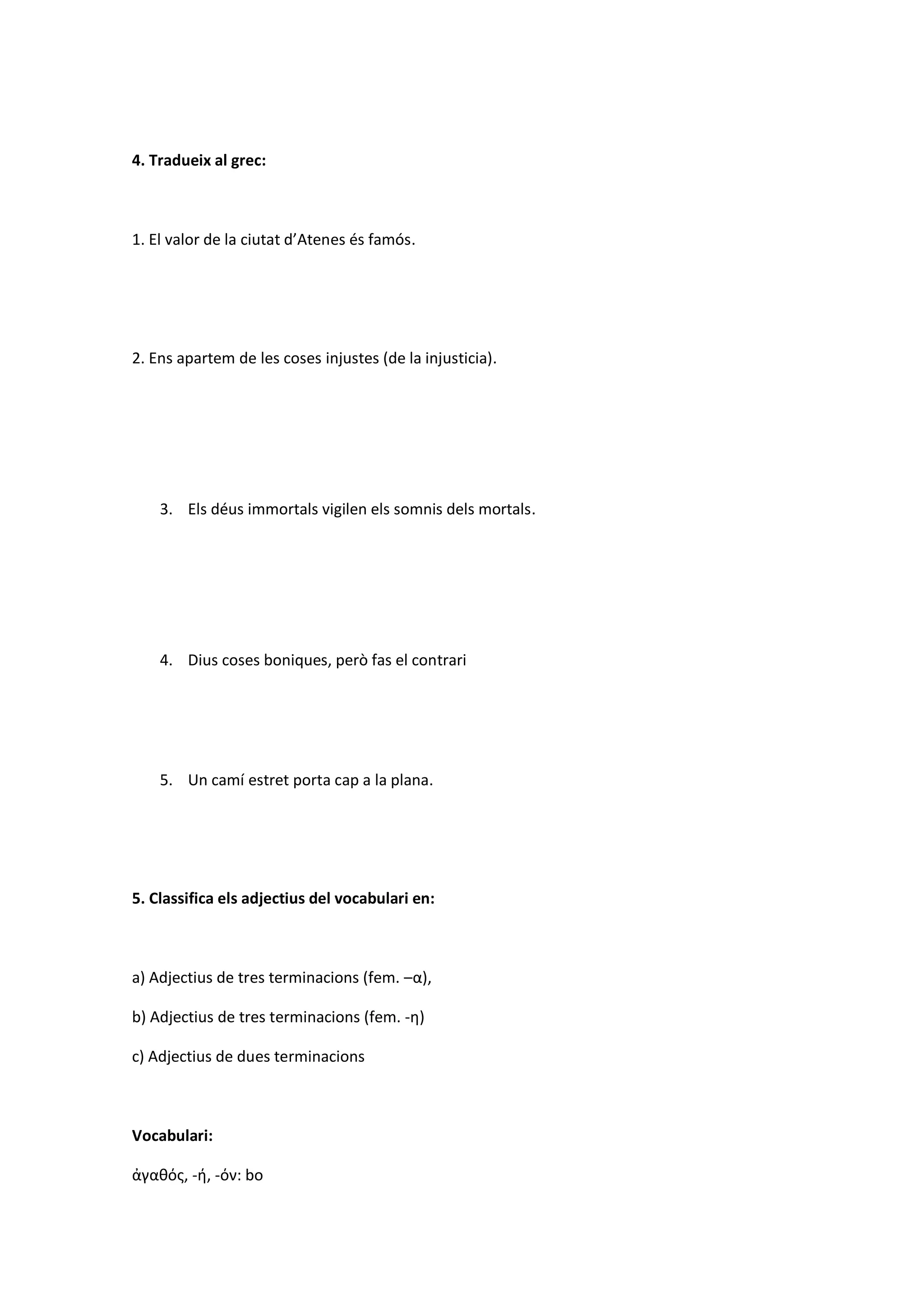 Exercicis adjectius 1r batx | PDF