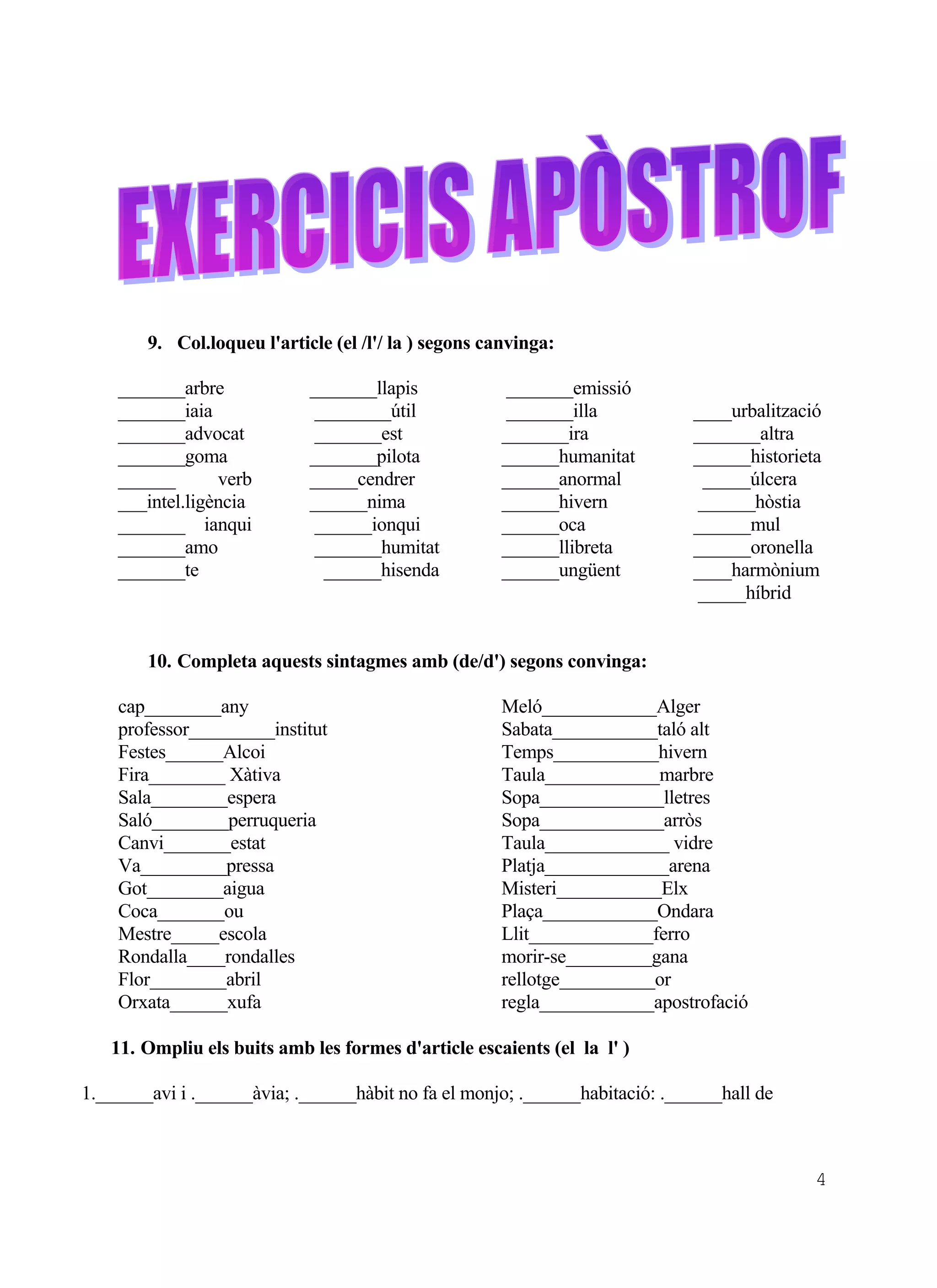 Exercicis apòstrof | PDF
