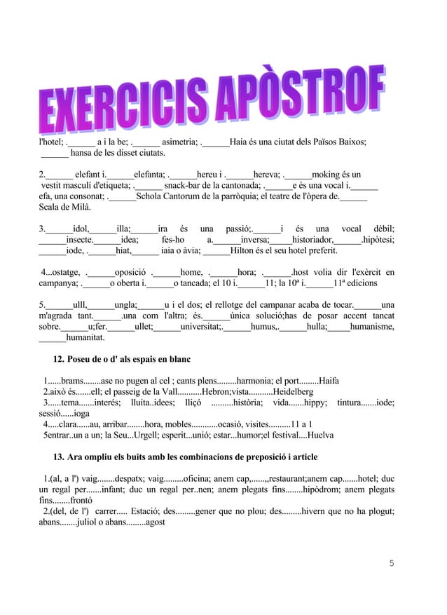 Exercicis apòstrof | PDF