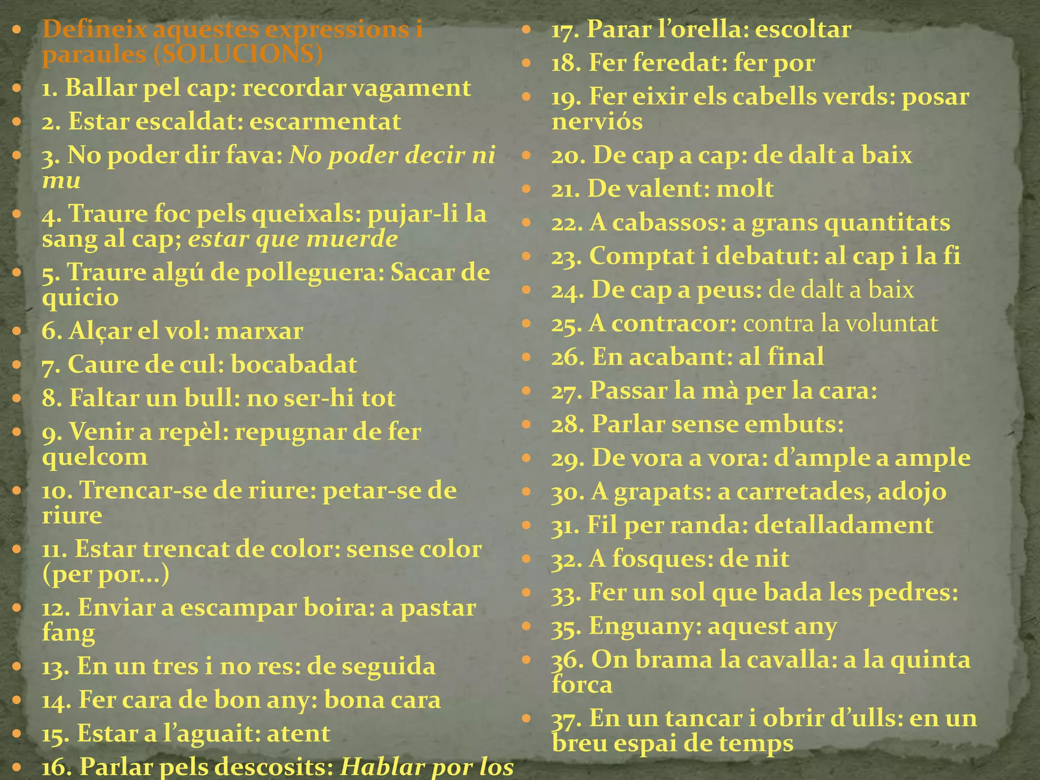 Exercicis de frases fetes, solucionats | PPTX