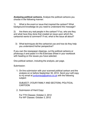 Exercie no. 2. Interpreting Political Cartoons | PDF | Drawing and ...
