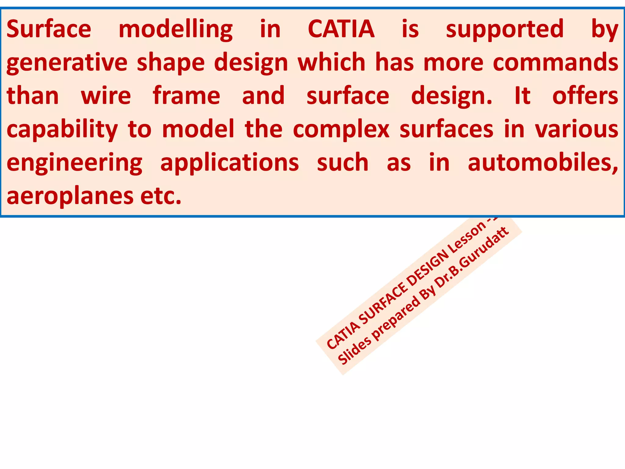 Lesson 1 - Surface design-basic commands-help files ppt | PDF
