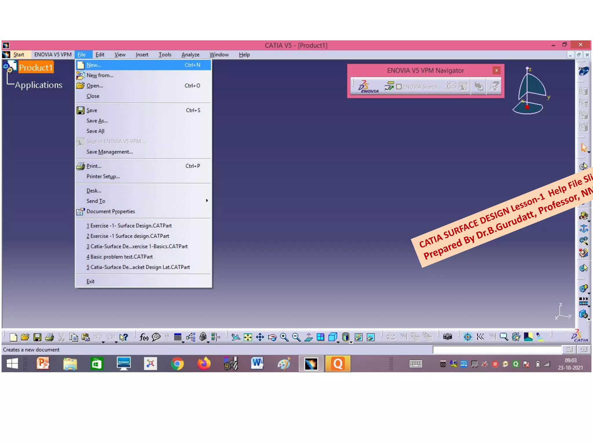 Lesson 1 - Surface design-basic commands-help files ppt | PDF