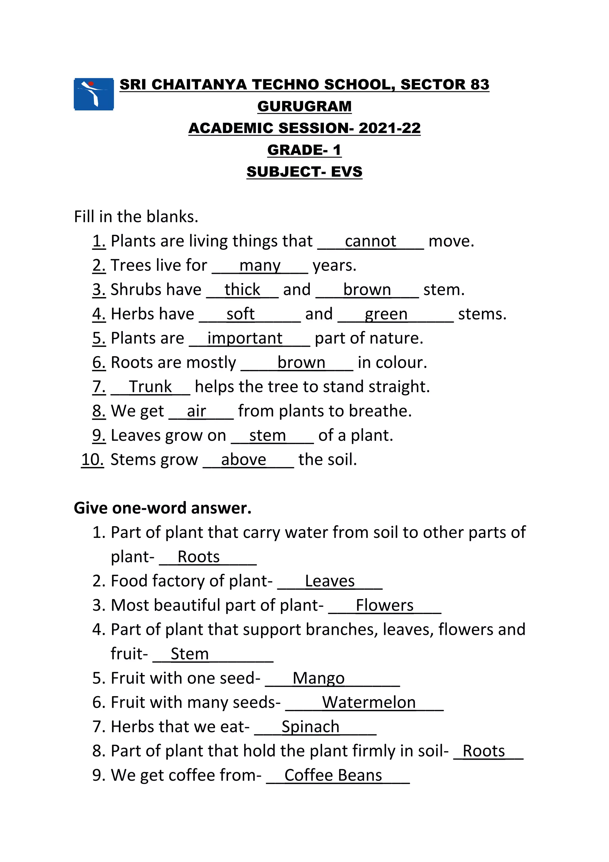 Exercise on evs | PDF