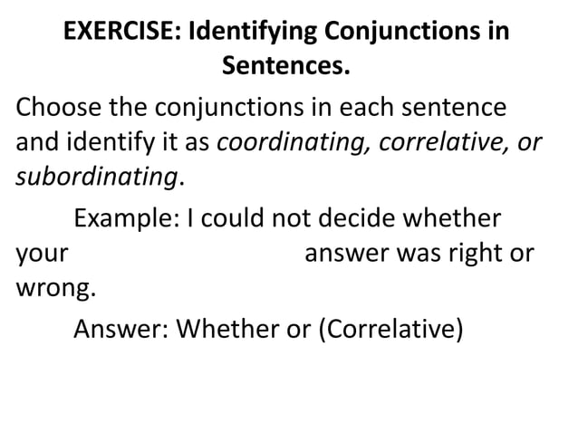 Exercise conjunctions | PPTX