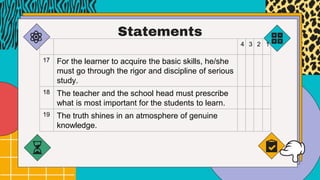 Exercises on Philosophies-of-Education | PPTX