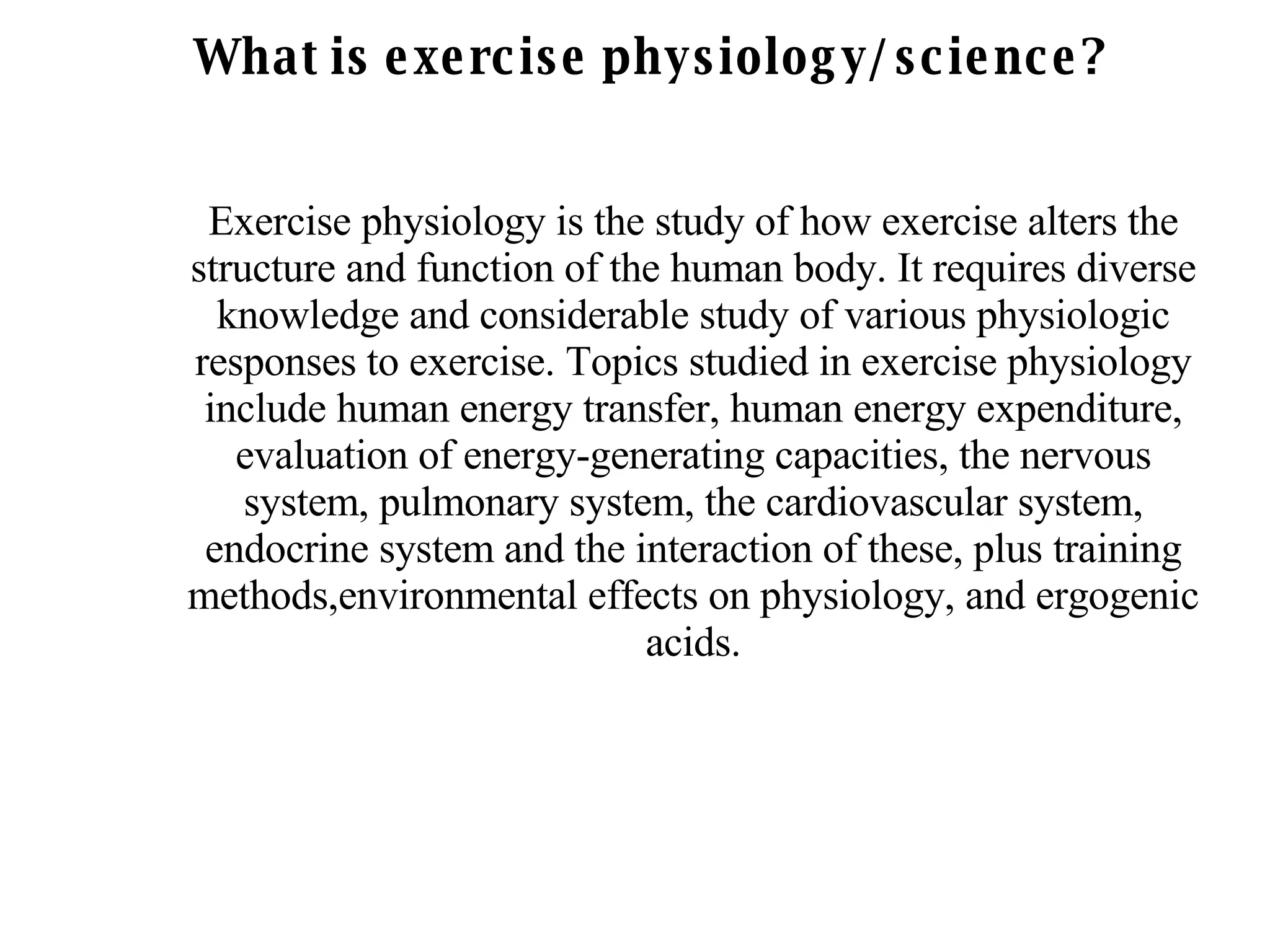 Exercise Physiology by mike penque | PPT