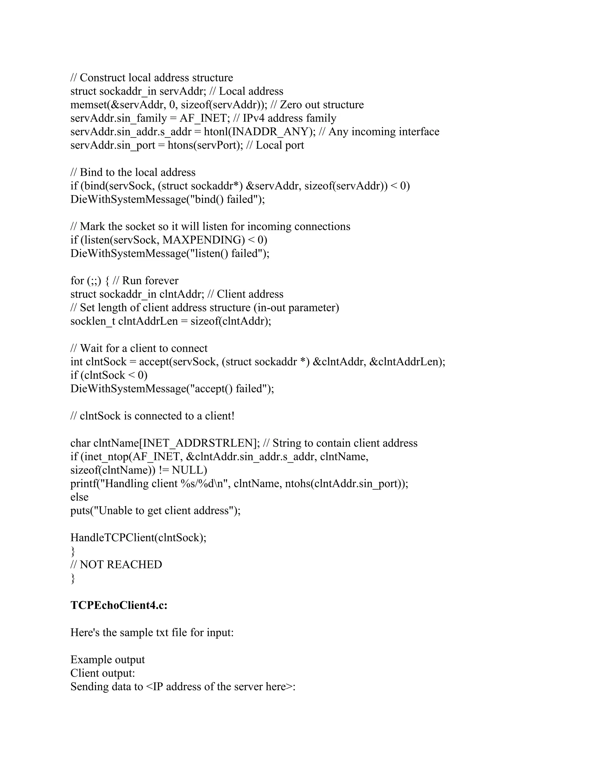 Exercise- You will use the TCP echo client and server code (for IPv4 v.pdf