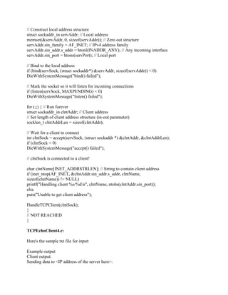 Exercise- You will use the TCP echo client and server code (for IPv4 v.pdf
