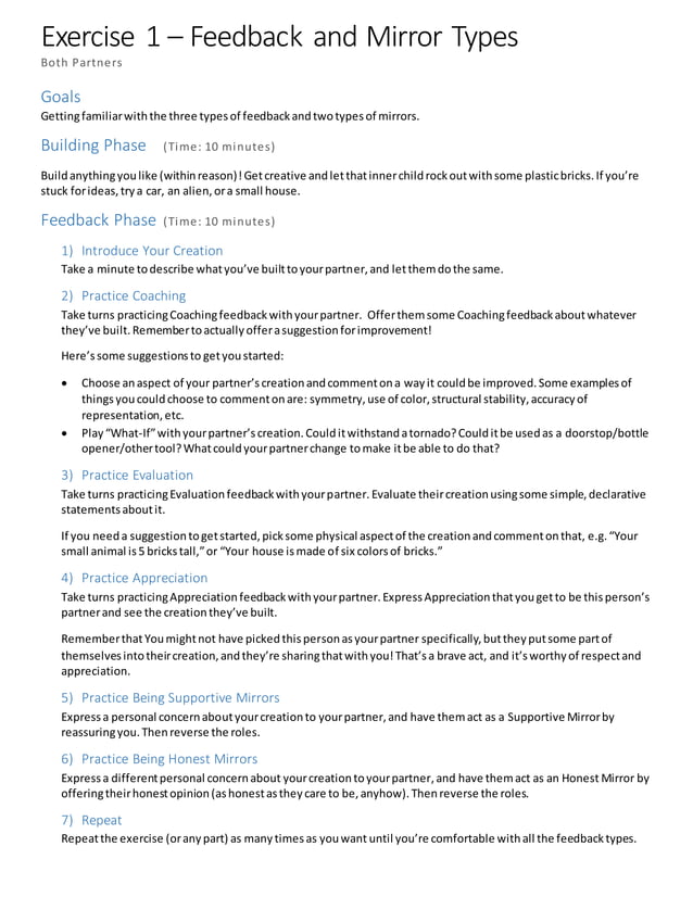 Exercise 1 - Feedback and Mirror Types | PDF