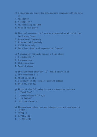 Let us c (by yashvant kanetkar) chapter 1 solution | DOCX