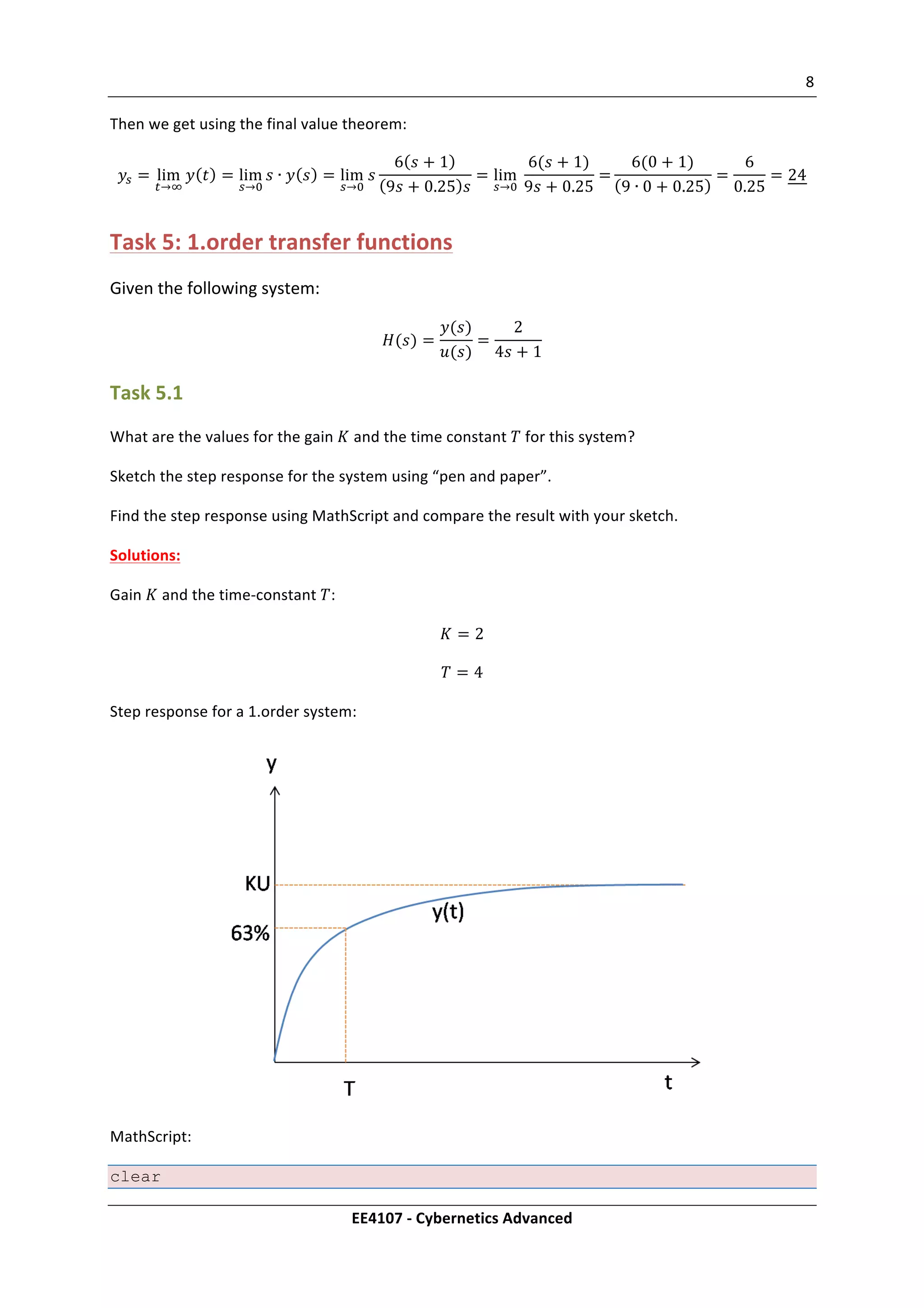 Exercise 1a transfer functions - solutions | PDF