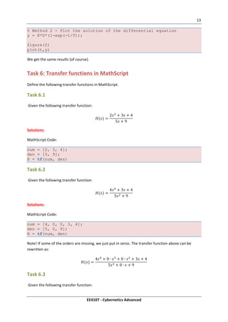 Exercise 1a transfer functions - solutions | PDF