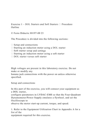 Exercise 1 – DOL Starters and Soft Starters Procedure Outlin.docx