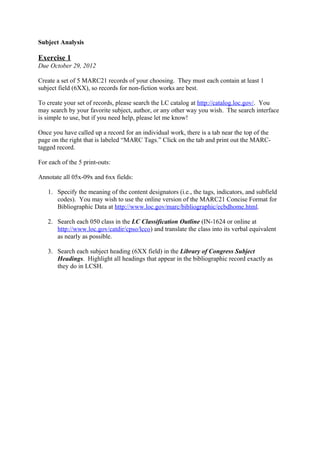 Exercise 1, subject analysis | PDF