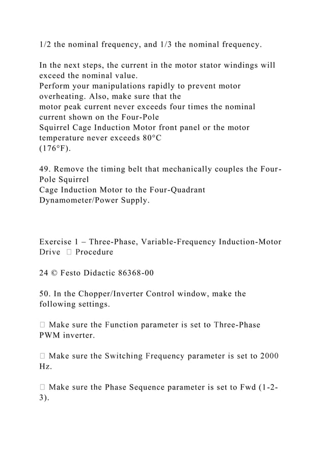 Exercise 1 Three Phase Variable Frequency Induction Motor Ddocx