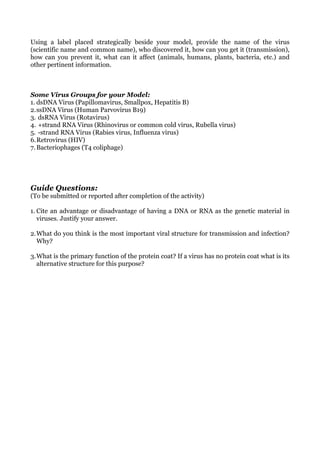 Exercise 1 virology | PDF