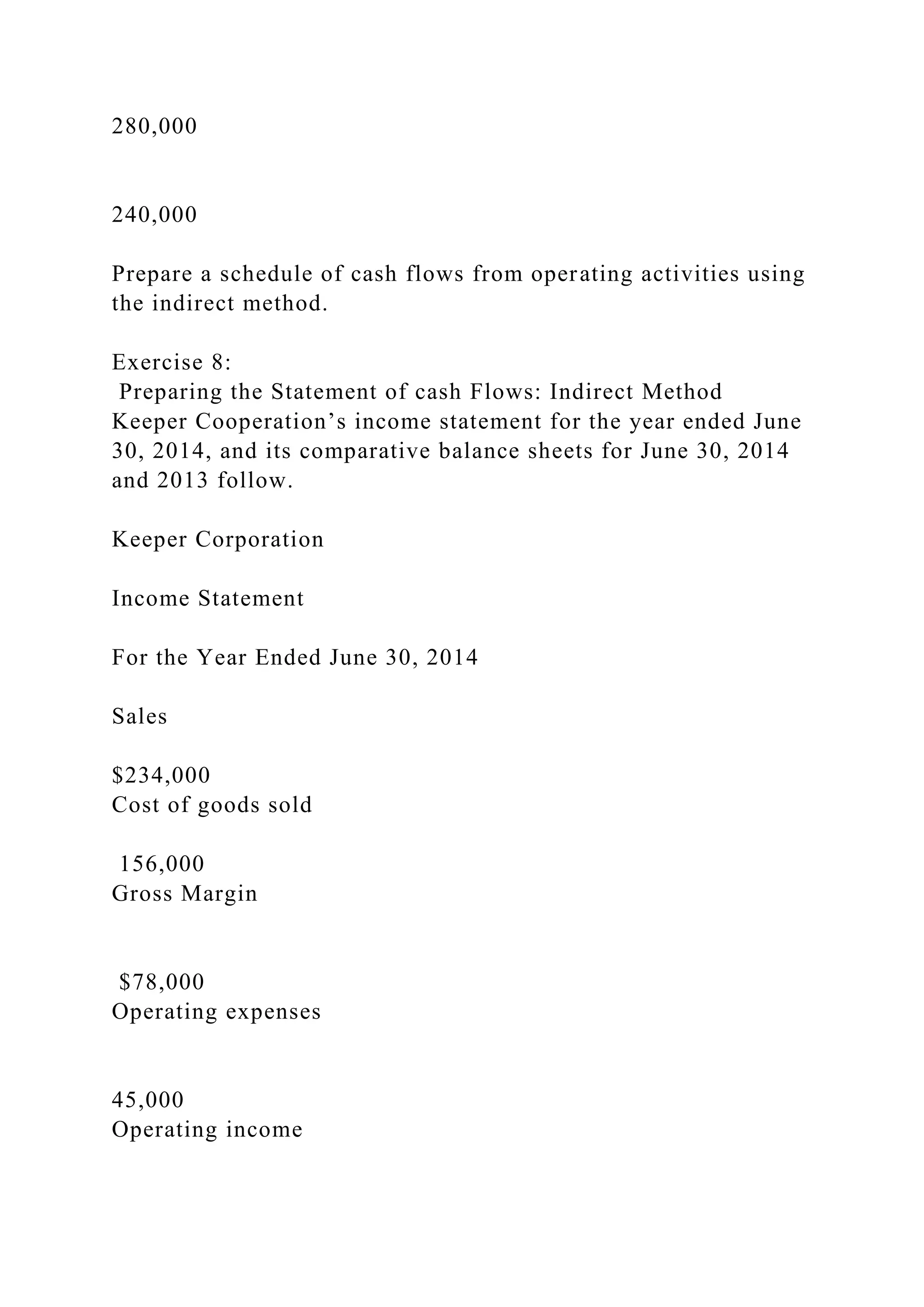 Exercise 2 Cash Flows from Operating Activities Indirect Method.docx ...