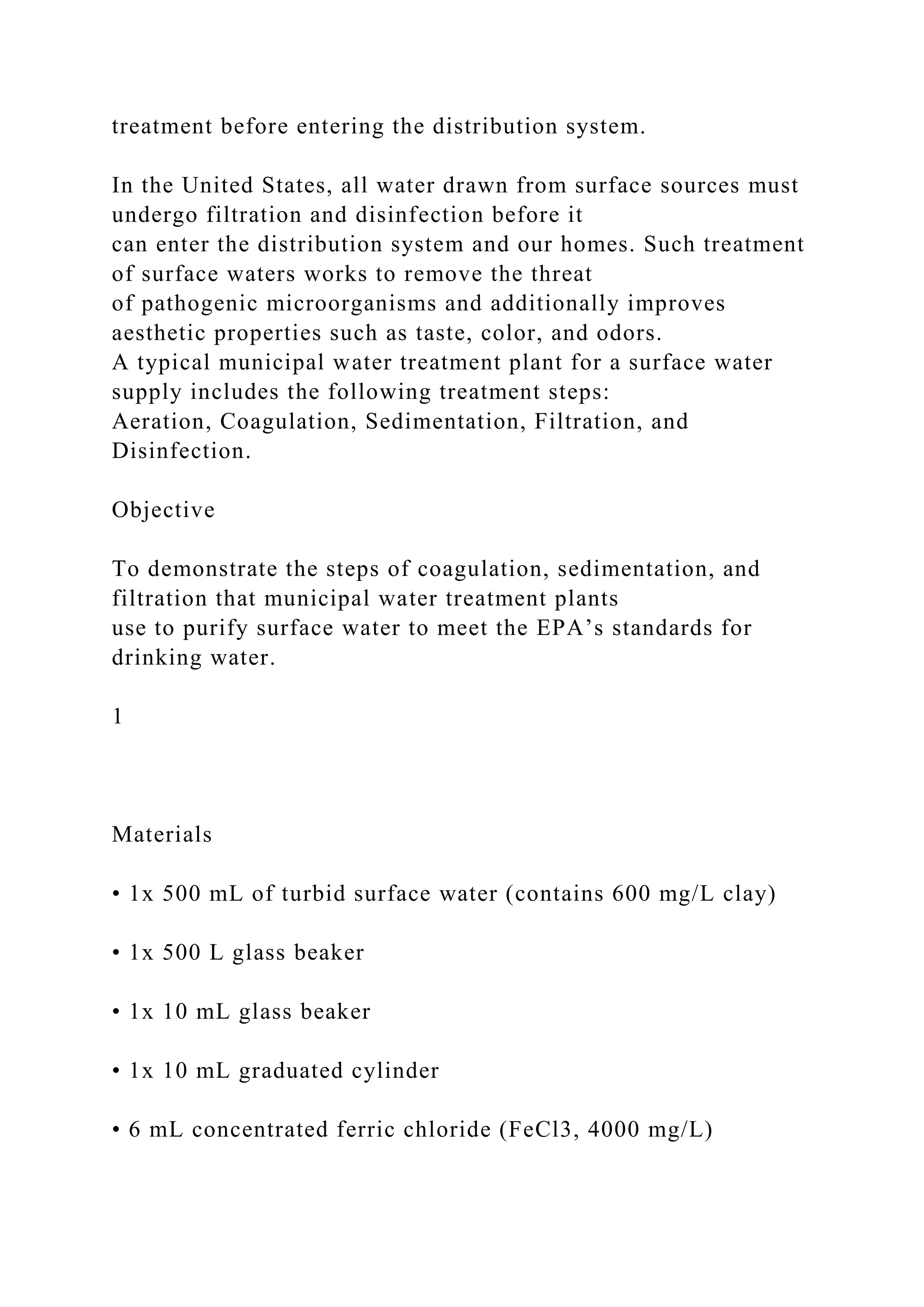EXERCISE #2WATER FILTRATIONBackgroundSurface waters .docx