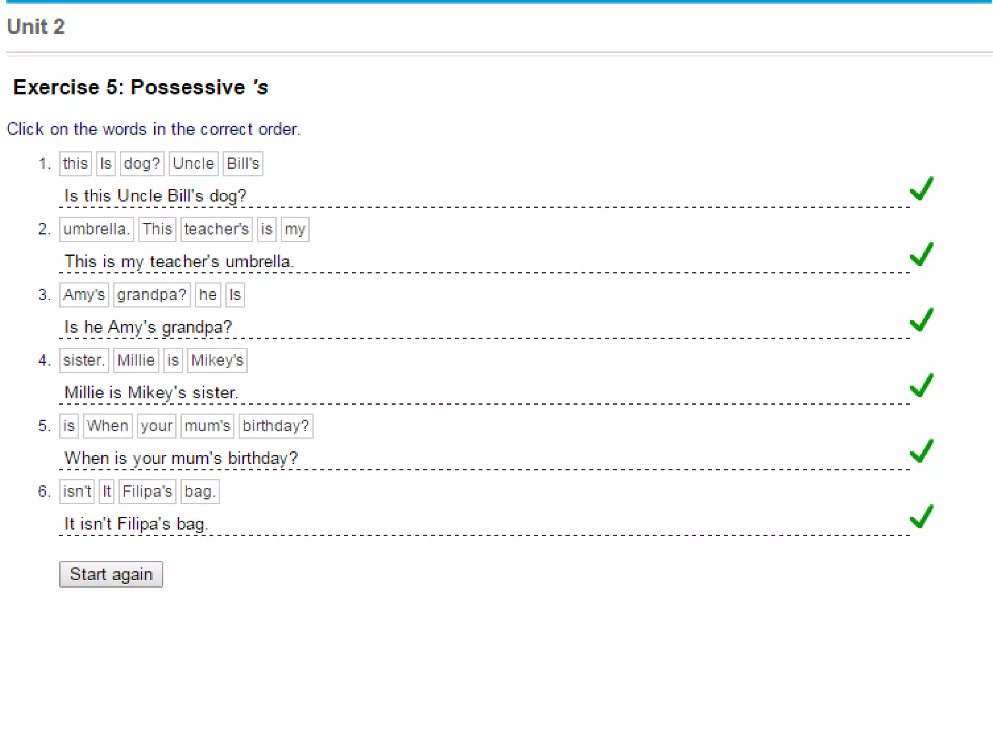 Exercise 5 possessive 's | PPTX