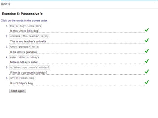 Exercise 5 possessive 's | PPTX