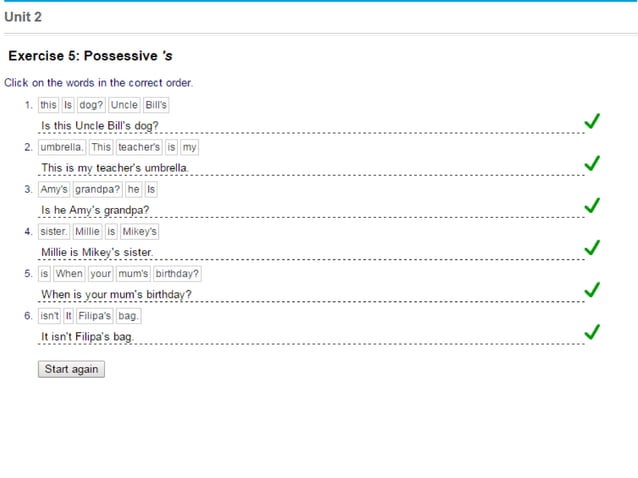 Exercise 5 possessive 's | PPTX