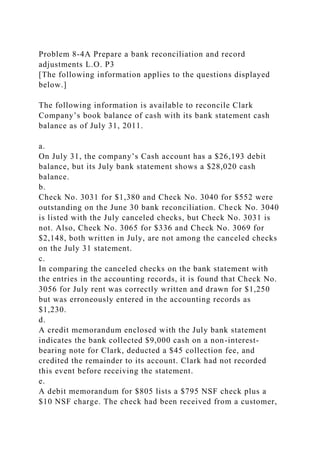 Exercise 8-6 Petty cash fund accounting L.O. P2[The following info.docx