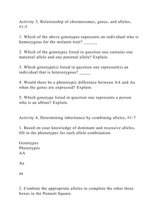 Exercise 8, Human GeneticsActivity 1, Understanding genetics t.docx