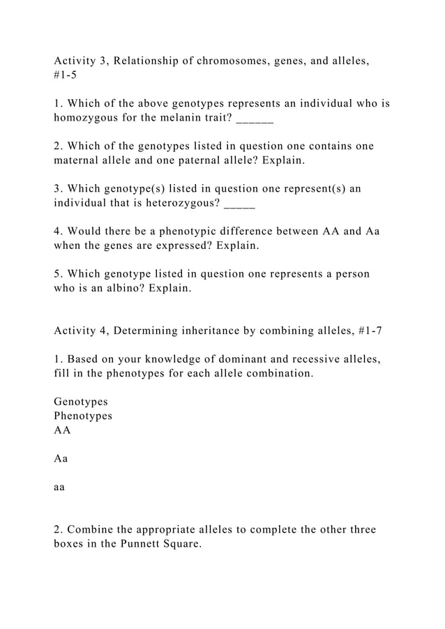 Exercise 8, Human GeneticsActivity 1, Understanding genetics t.docx