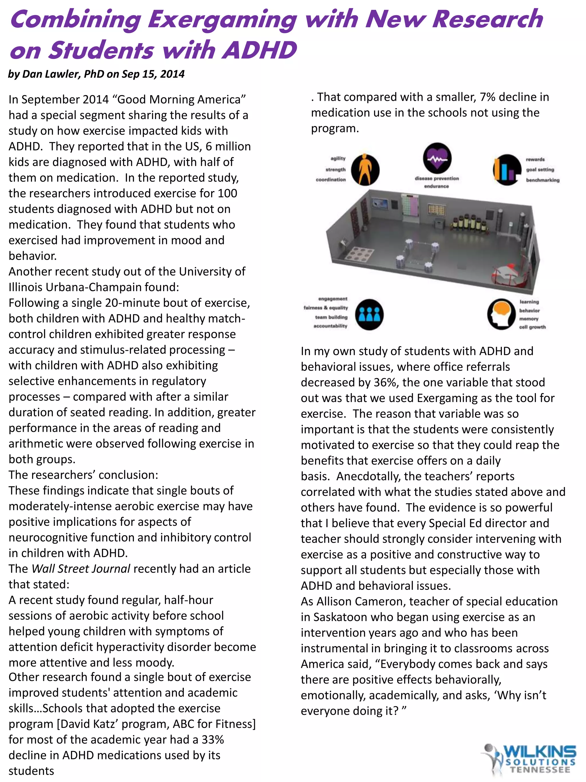 Exercise and ADHD in Children | PPTX