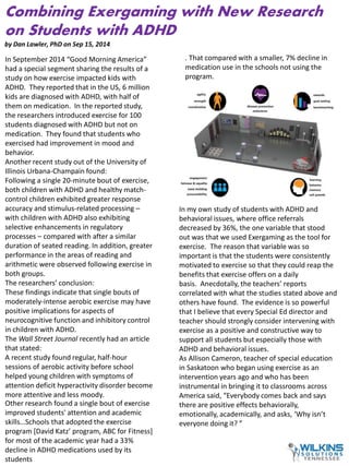 Exercise and ADHD in Children | PPTX