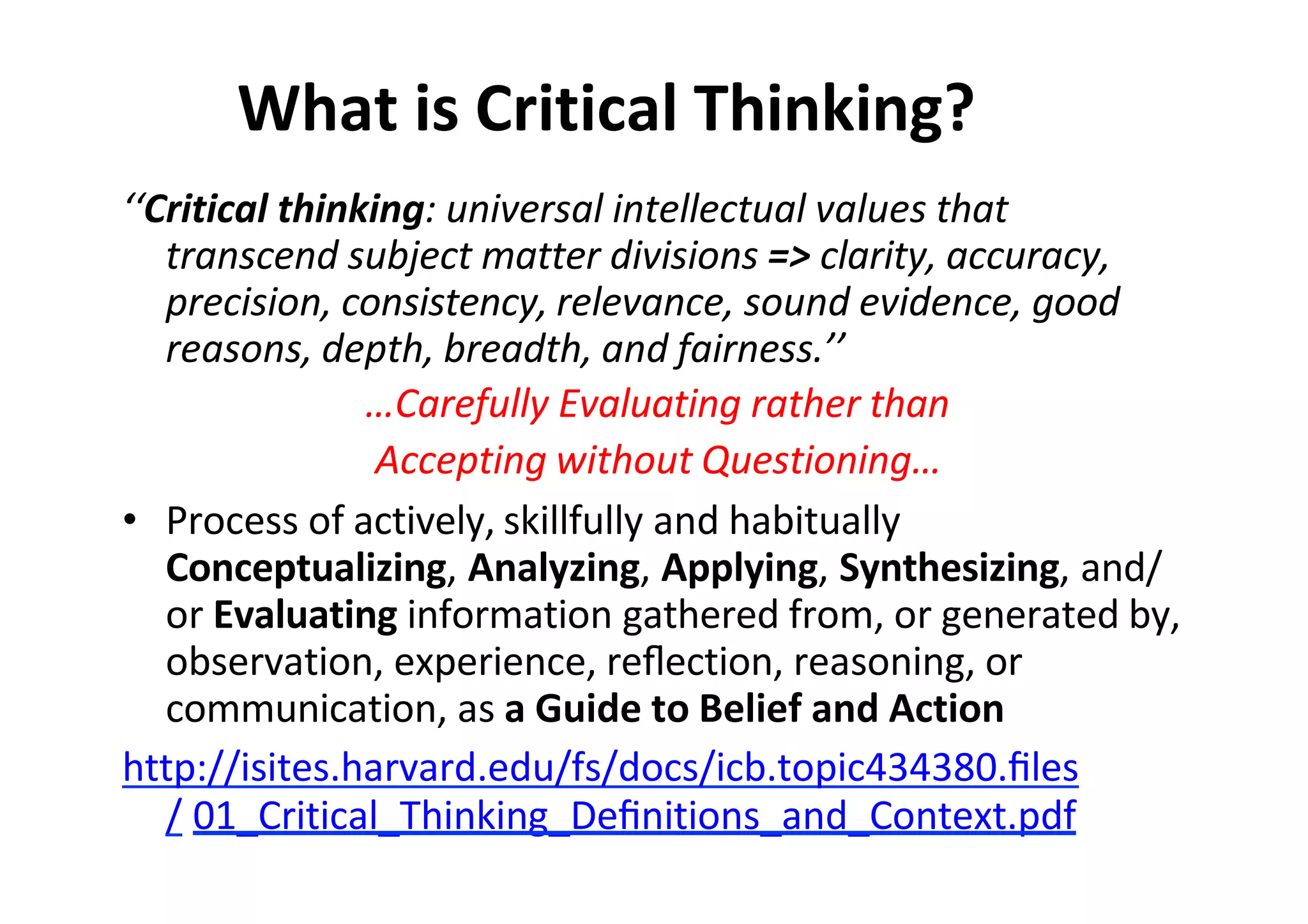 Exercise And Summary Of Critical Thinking Pptx