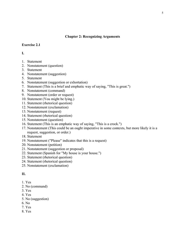 Exercise answers chapter 1, 2 & 3 | DOC | Education