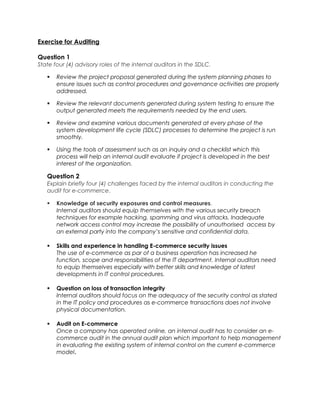 Exercise auditing | DOC