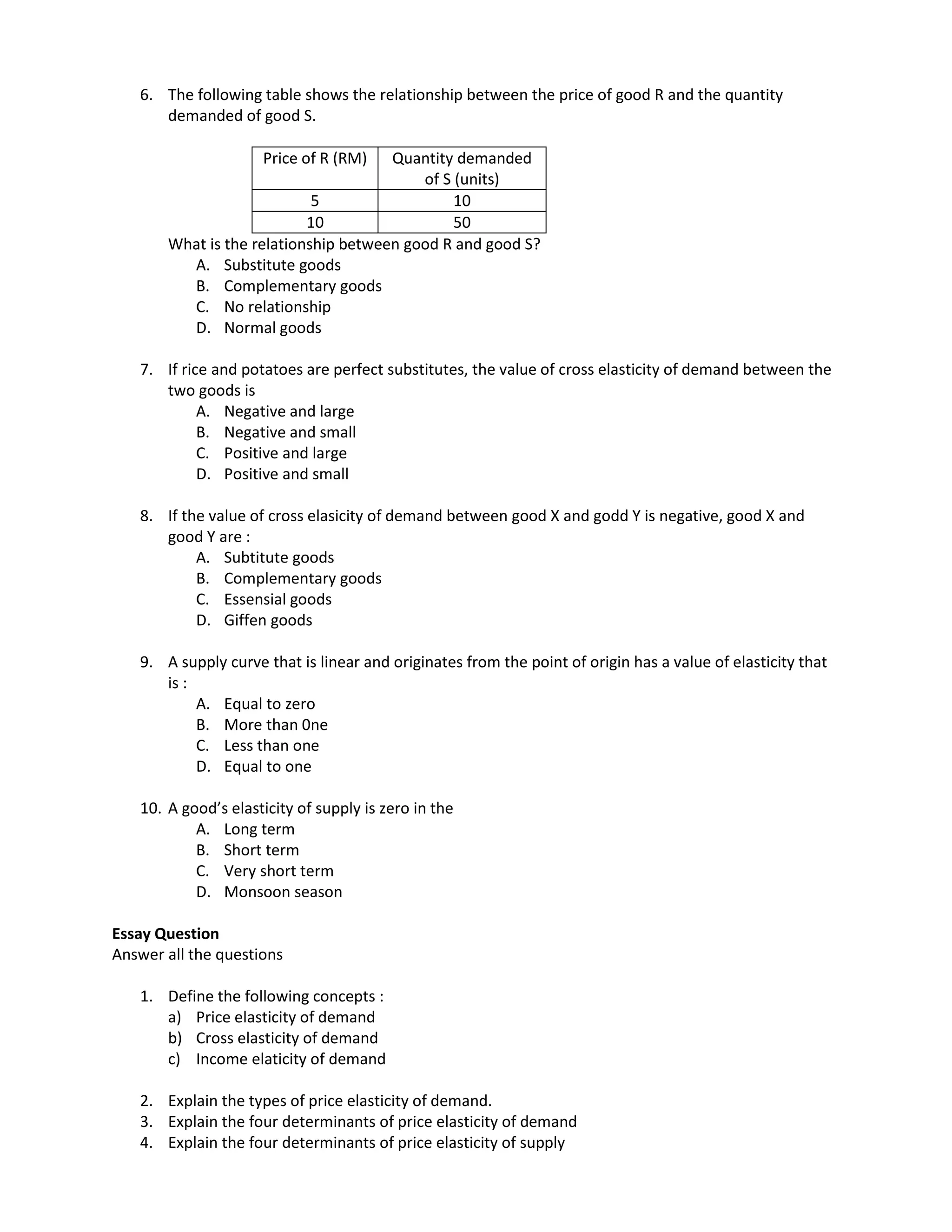 Exercise Elasticity Demand And Supply | PDF