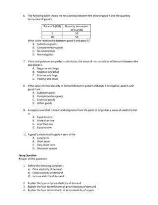 Exercise Elasticity Demand And Supply | PDF