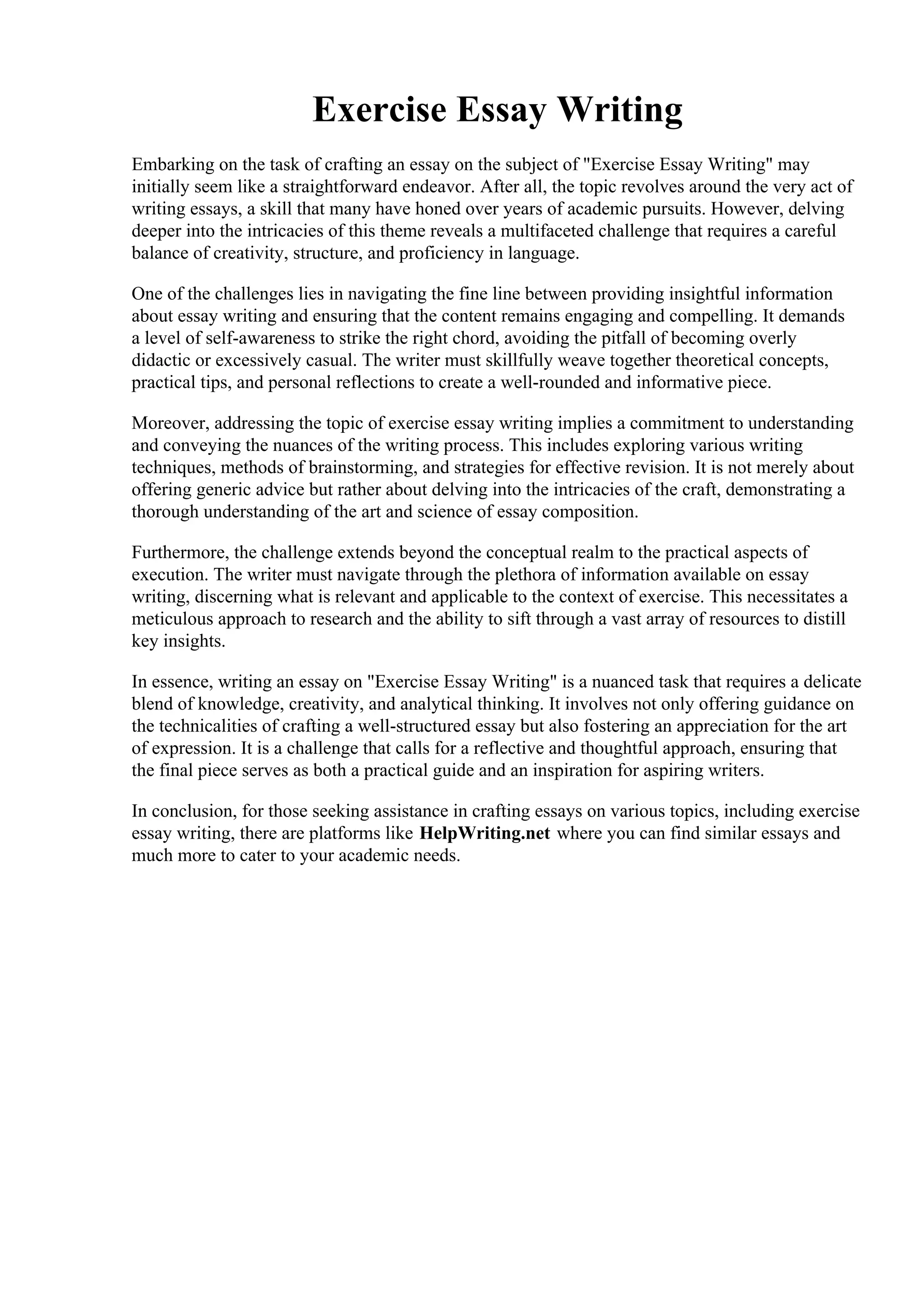 Exercise Essay Writing. Essay Editing Worksheets - You are here | PDF