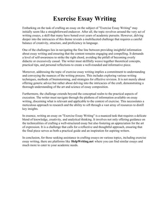 Exercise Essay Writing. Essay Editing Worksheets - You are here | PDF