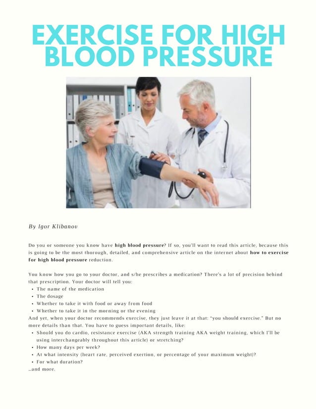 Exercise for High Blood Pressure | PDF
