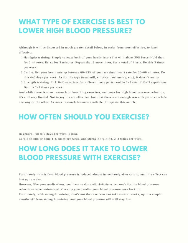 Exercise for High Blood Pressure | PDF